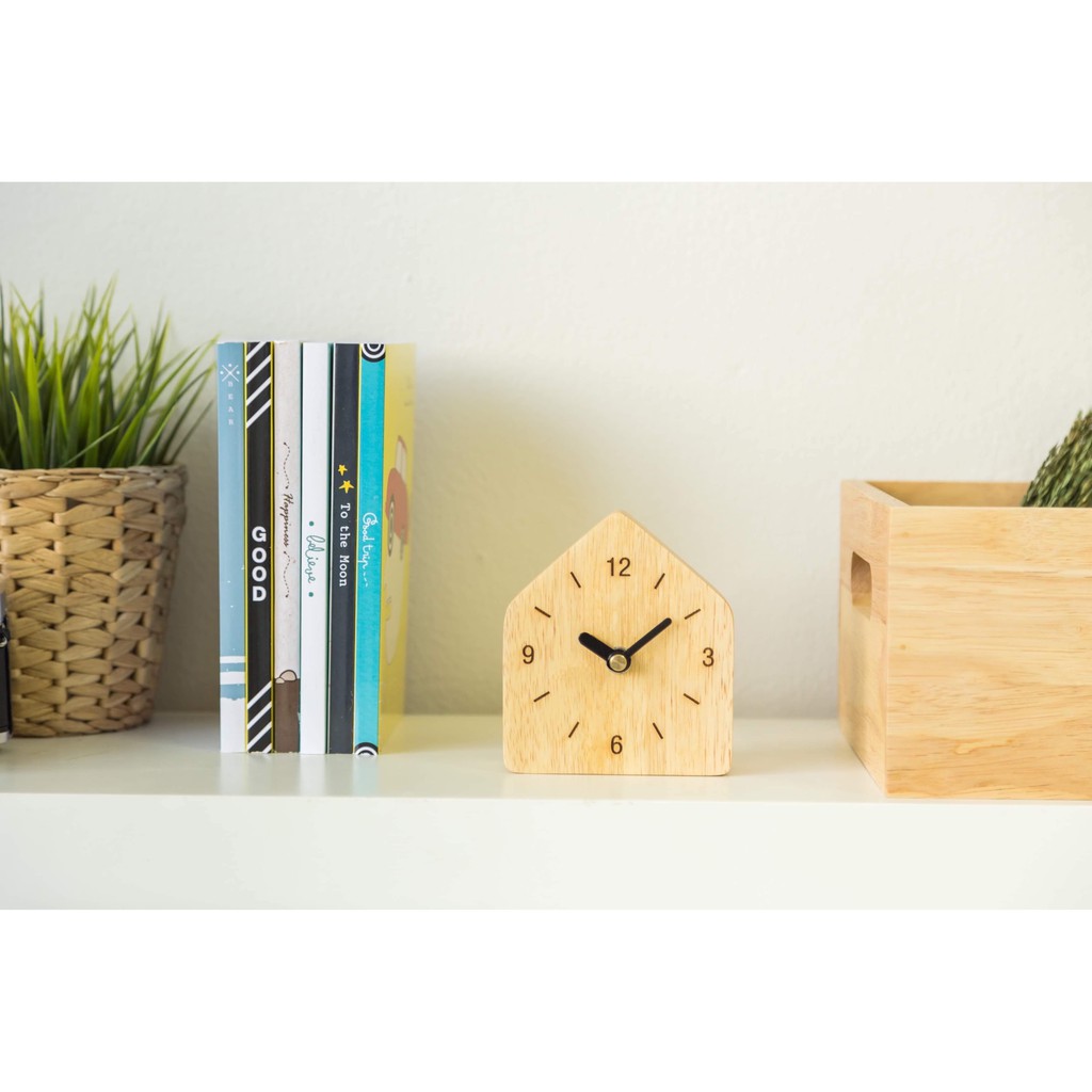 THEWOOD 'S TALE นาฬิกาตั้งโต๊ะ นาฬิกาไม้ เดินเงียบ HOUSE TABLE CLOCK จากไม้แท้ธรรมชาติ | Shopee ...