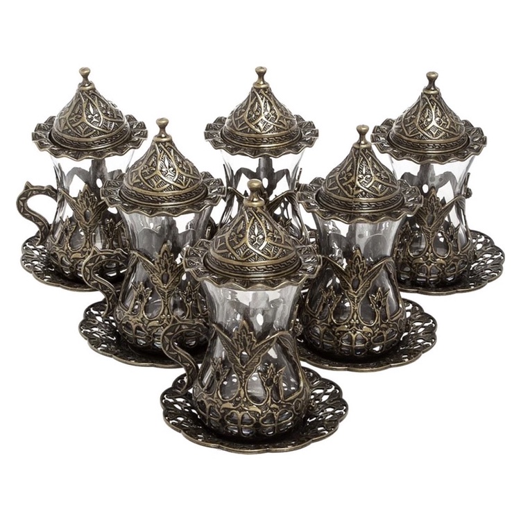 Turkish coffee tea set แก้วชาตุรกี 6 ที่ | Shopee Thailand