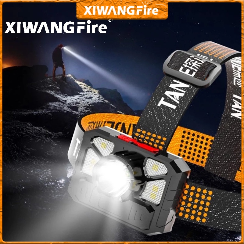 Xiwangfire สไตล์ใหม่ LED + COB Super ที่มีประสิทธิภาพ Dual Light ไฟหน้า USB ชาร์จโคมไฟ Bright ...