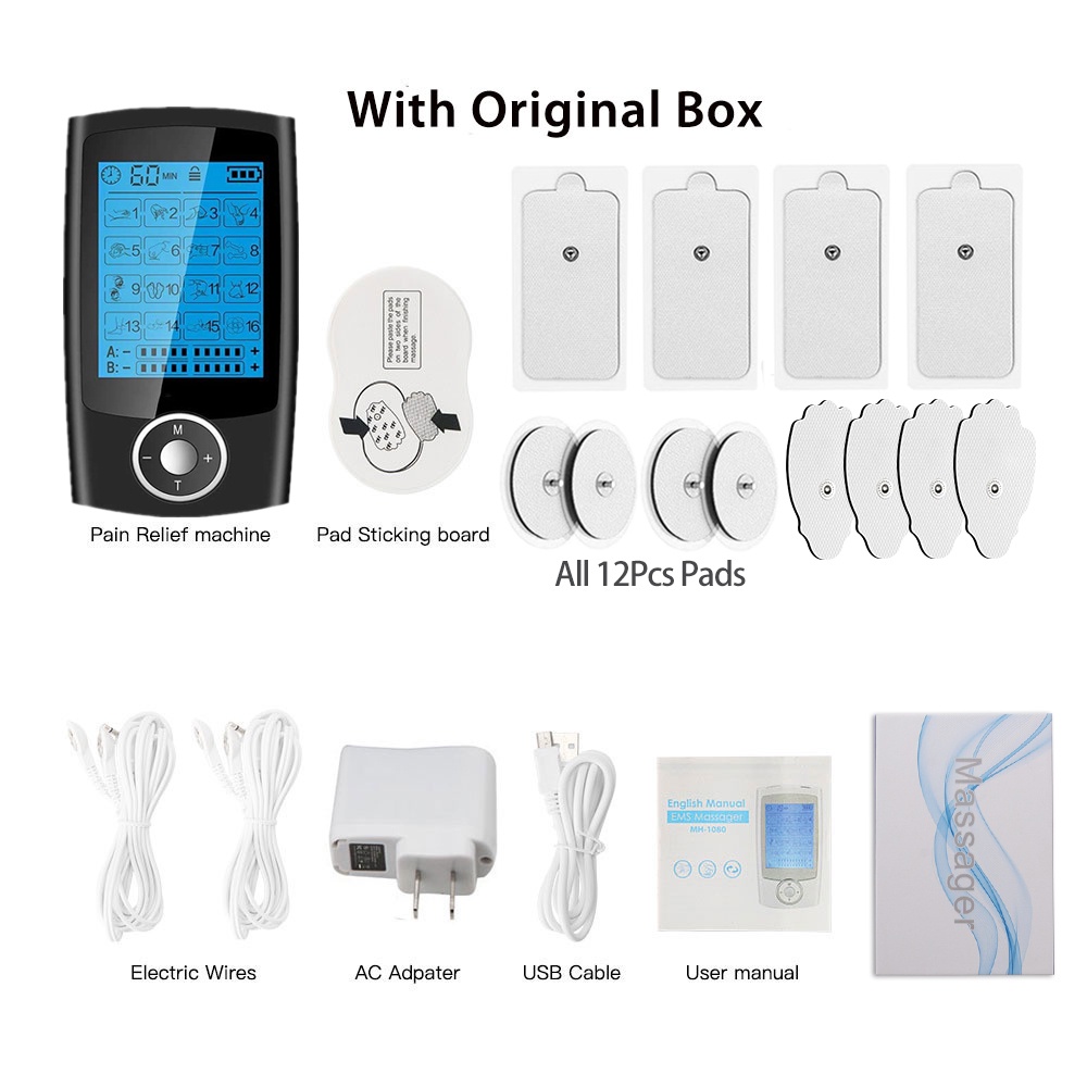 16 Modes Electric Compex Muscle Stimulator Double Channel EMS Tens ...