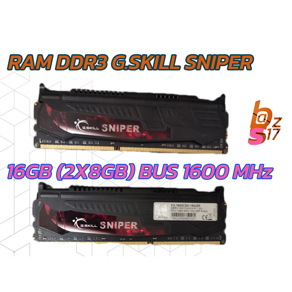 RAM PC G.SKILL SNIPER DDR3 16GB (1600) ขายเป็นชุด 1ชุด 2 ตัว | Shopee ...