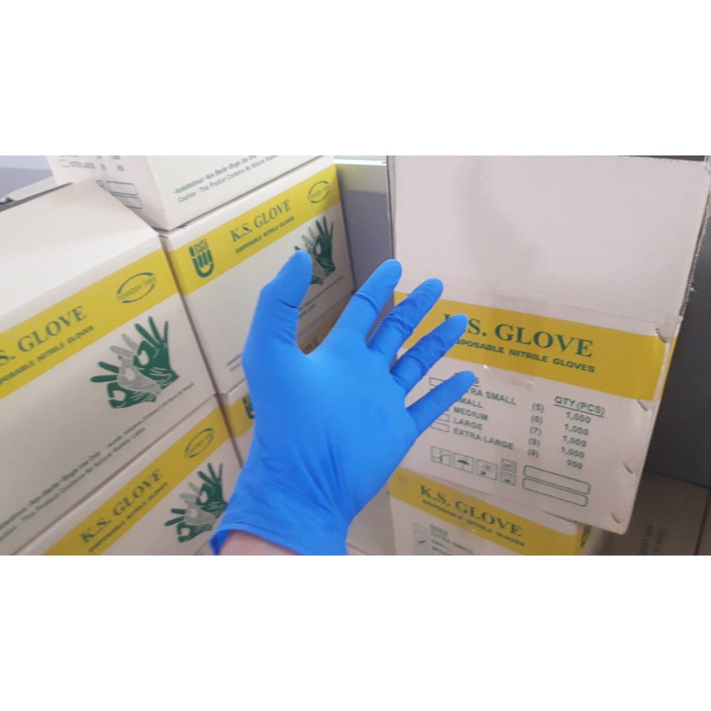 KSGLOVE ถุงมือไนไตร 9′ 1กล่อง/50คู่ ผลิตขึ้นมาจากยางสังเคราะห์ ไม่มีแป้ง ทนความร้อนได้ดี ทนการ ...