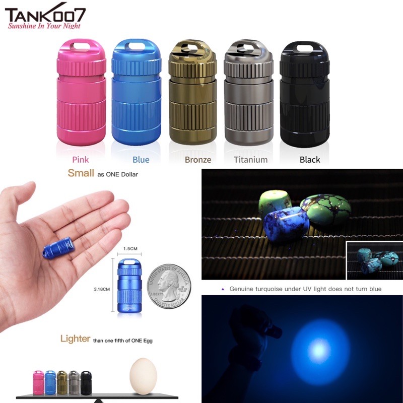 TANK007 UV-E15 Ai 365nm Mini Keychain Flashlight | Shopee Thailand