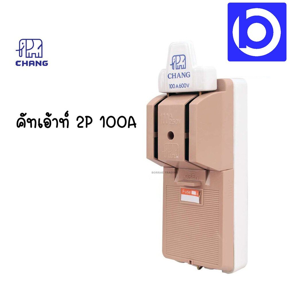 Chang คัทเอาท์ 2P 100A 600V Knife Switch with Cover | Shopee Thailand