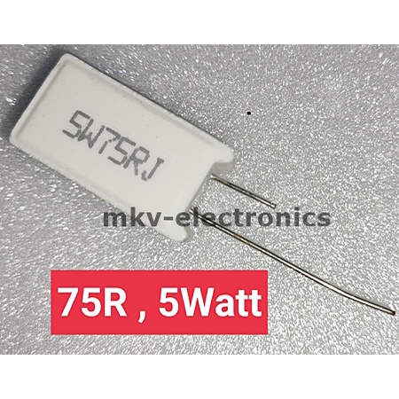 (5ตัว) 75R , 82R , 100R , 5วัตต์ Cement Resistor Rกระเบื้อง แบบขาตั้ง ...
