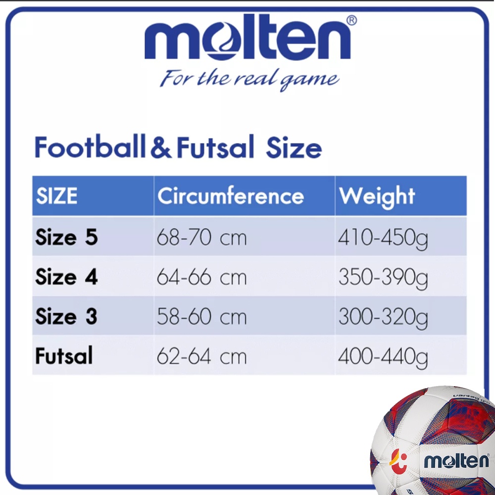 MOLTEN ลูกฟุตบอลหนังเบอร์ 5 Football MST PU pk F5A3555K FIFAPRO(1250 ...