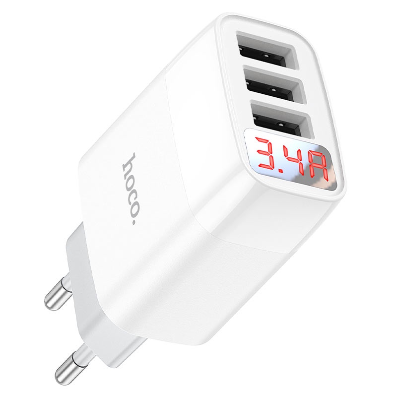 Hoco C93A ปลั๊กชาร์จ 3-พอร์ต หน้าจอดิจิตอล charger set(Type-C/ forϊ ...
