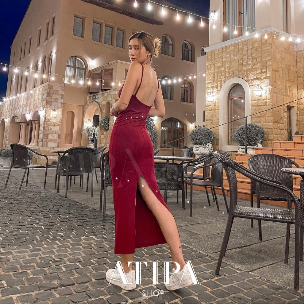 Atipashop - Hiso dress เดรสยาว สายเดี่ยว แหวกหลัง | Shopee Thailand