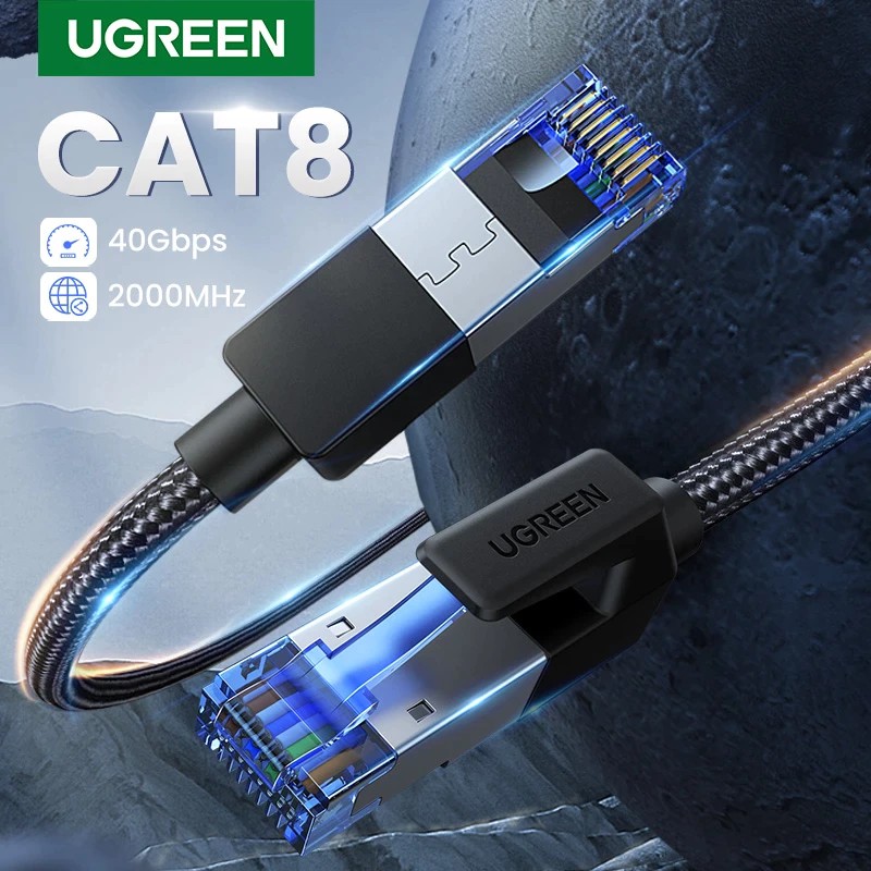 UGREEN Ethernet Cable CAT8 40Gbps 2000MHz CAT 8 LAN Nylon Braided ...