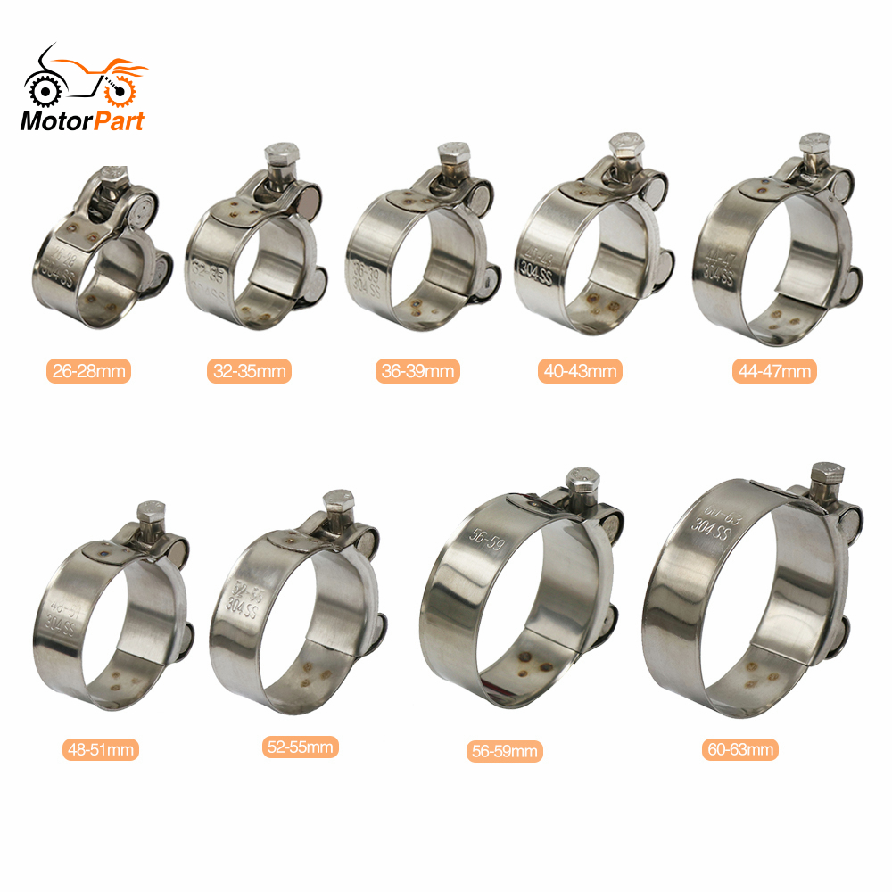 MOTOPARTS SHOP Motorcycle Stainless Steel 304 Single Exhaust Pipe Clamp ...