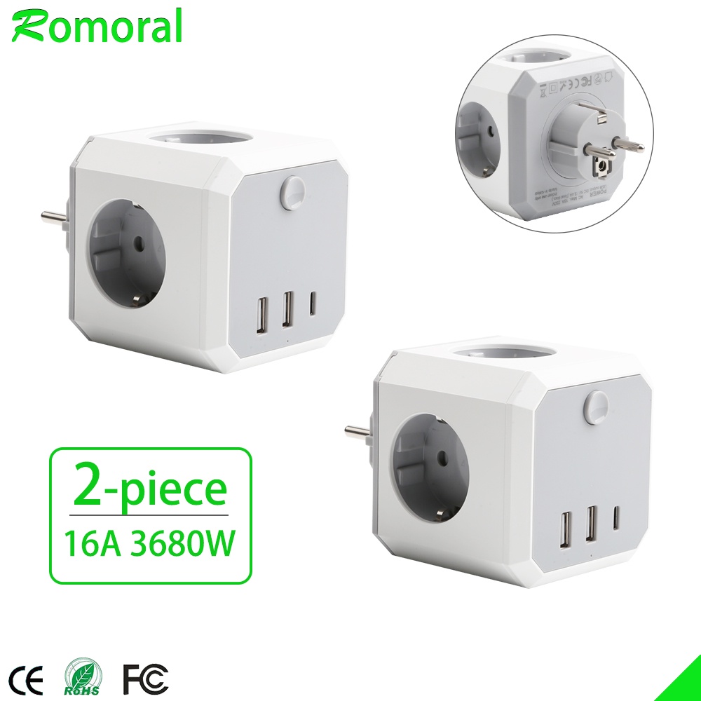 EU Plug Power Strip with USB Smart Socket Charger Travel Home Adapter 1 ...