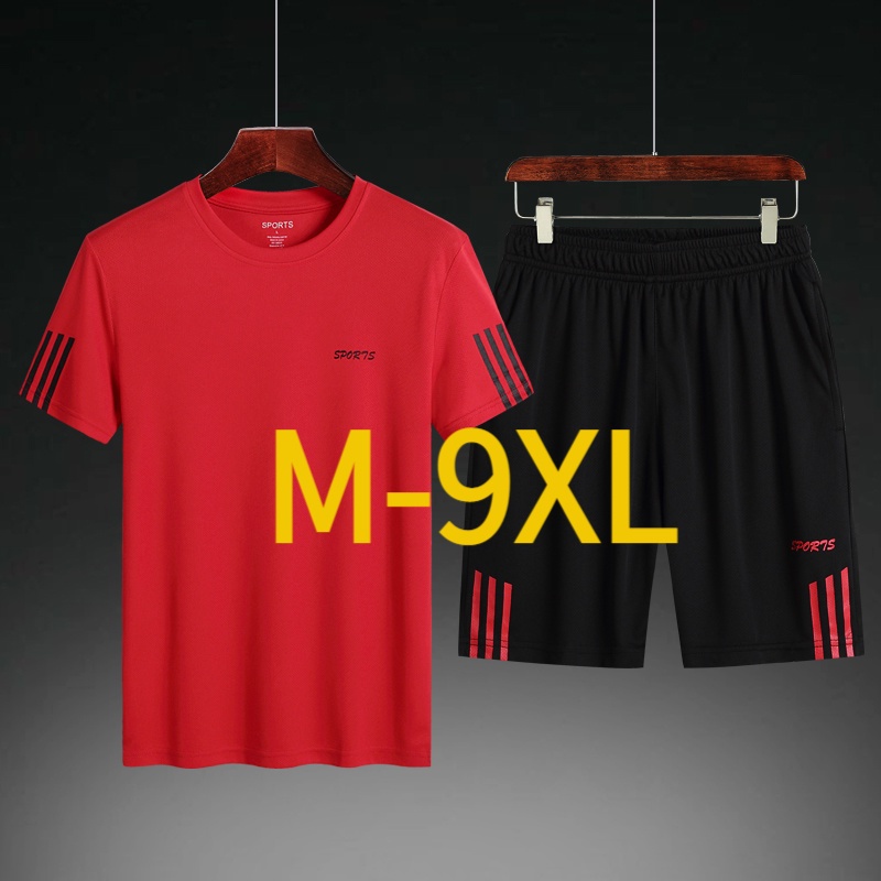 เสื้อยืดแขนสั้นลําลอง ขนาดใหญ่ และกางเกงกีฬา เหมาะกับการวิ่ง แฟชั่นฤดูร้อน สําหรับผู้ชาย ไซซ์ M ...