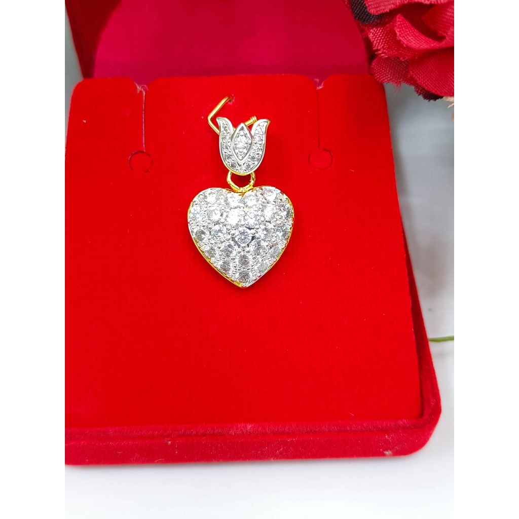 จี้เพชรหัวใจงาน cz แท้ สวยงาม k226 ไม่แพ้ ไม่คัน | Shopee Thailand