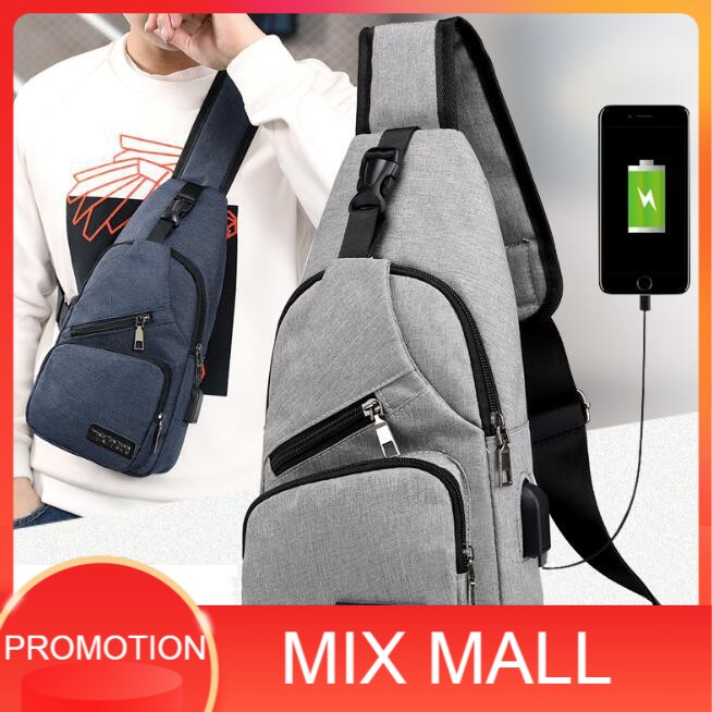 MixMall กระเป๋าสะพายข้างผู้ชาย กระเป๋าคาดอก Multifunctional Men Sling Bag Premium Quality （FL0 ...