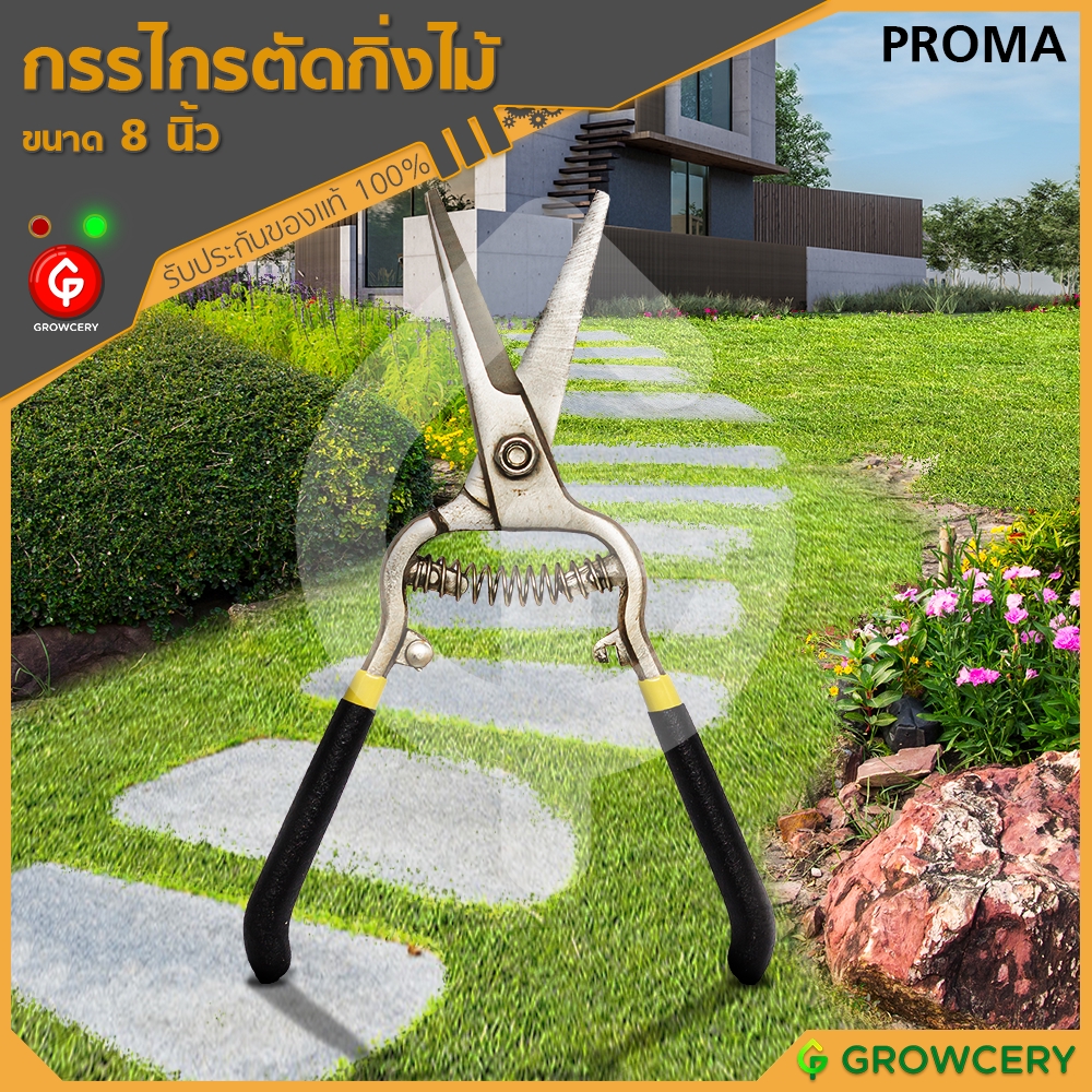 [G] กรรไกรตัดกิ่งไม้ (ขนาด 8 นิ้ว) ยี่ห้อ PROMA (ผลิตจากวัสดุคุณภาพสูง) โดย GROWCERY | Shopee ...