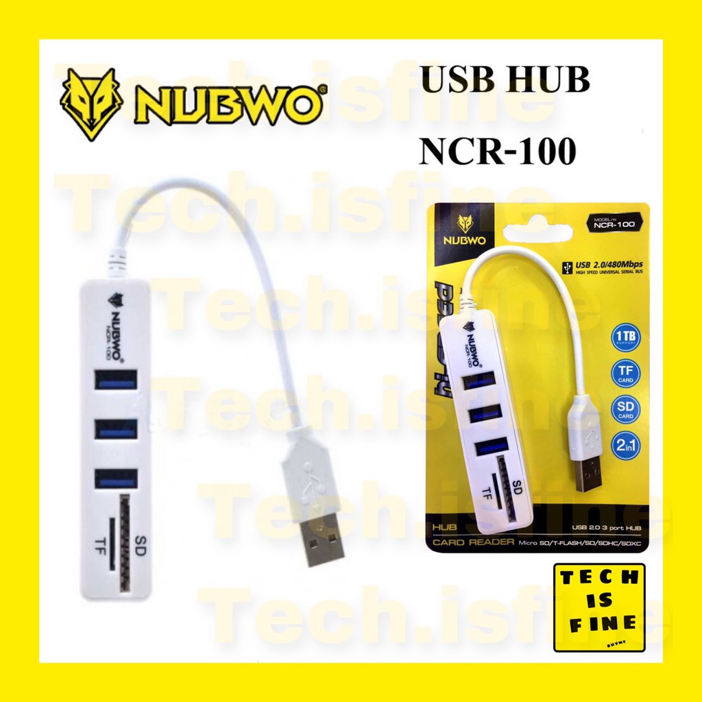 Nubwo NCR-100 ตัวเพิ่มช่อง USB+ตัวอ่านการ์ด USB HUB 3 Port+Card Reader 2.0 | Shopee Thailand