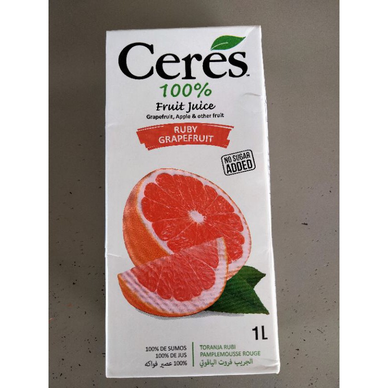 Ceres Ruby Grapefruit 100% น้ำโกรฟฟรุต ผสม น้ำองุ่น และเนื้อเกรฟฟรุต 1 ลิตร ราคาโดนใจ | Shopee ...