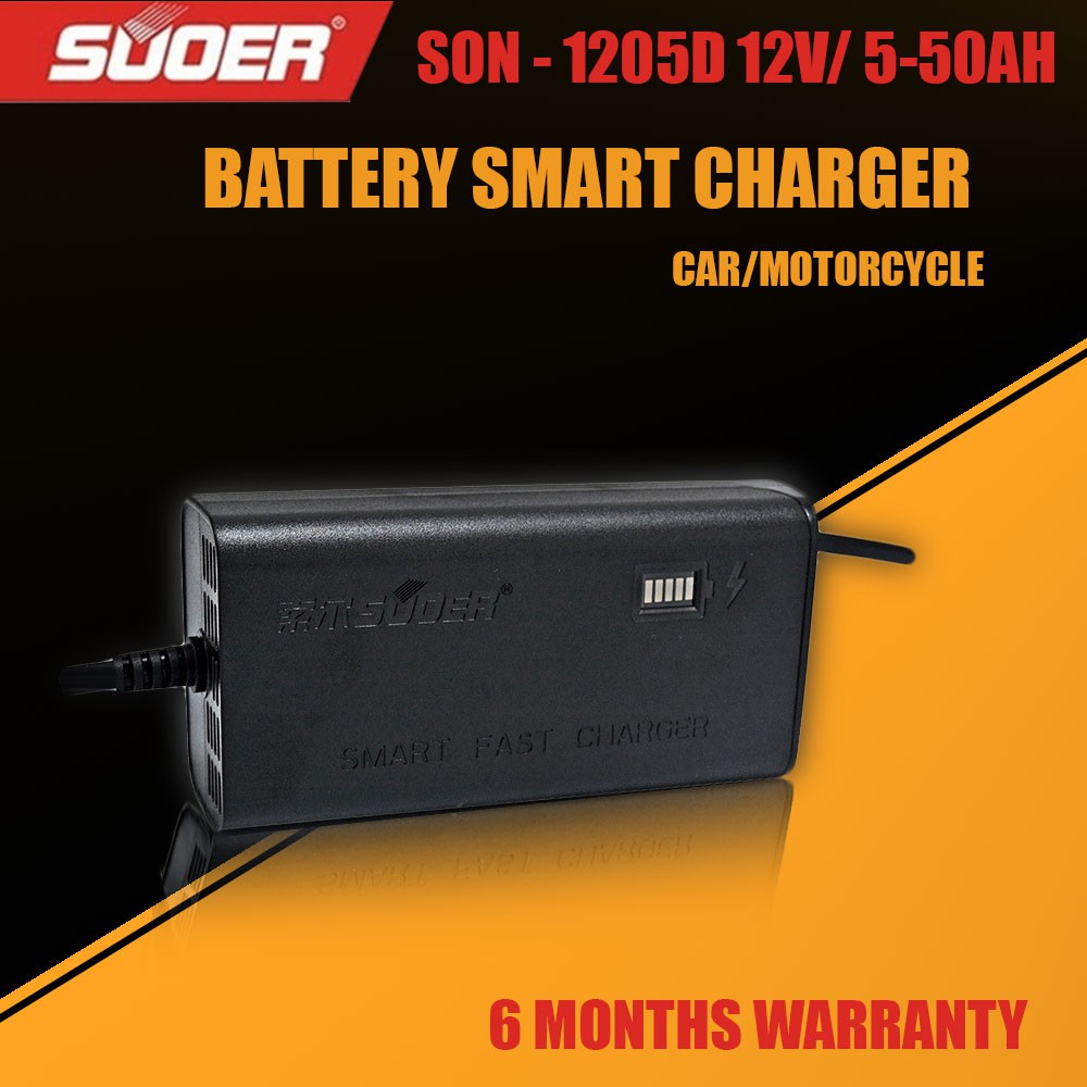 SUOER 1205B 12V 5ah - 50 ah เครื่องชาร์จ เครื่องฟื้นฟูแบตเตอรี่ รถยนต์ มอเตอร์ไซค์ Car ...