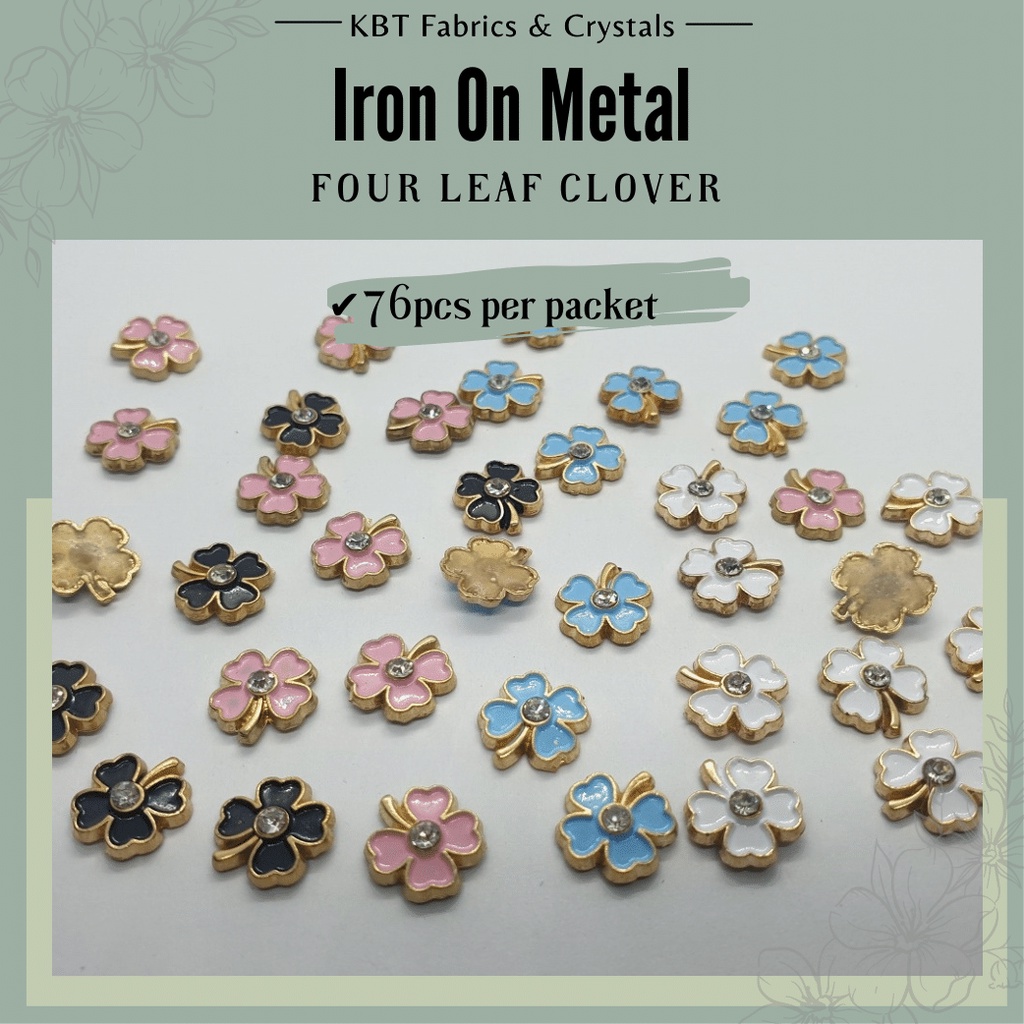 Four Leaf Clover Klover Design Bentuk Empat Daun เหล็กโลหะ Hotfix ...