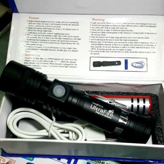 UltraFire ชุดเซตไฟฉายซูม XML-T6 รุ่น PL-518🔦 | Shopee Thailand