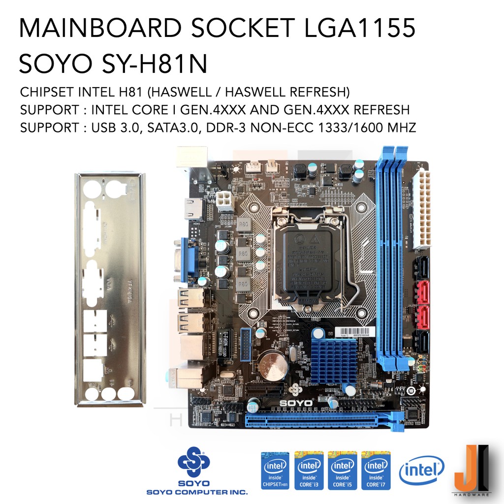 Mainboard SOYO SY-H81N (LGA1150) Support Intel Core i Gen.4XXX (สินค้ามือสองสภาพปานกลางมีการรับ ...