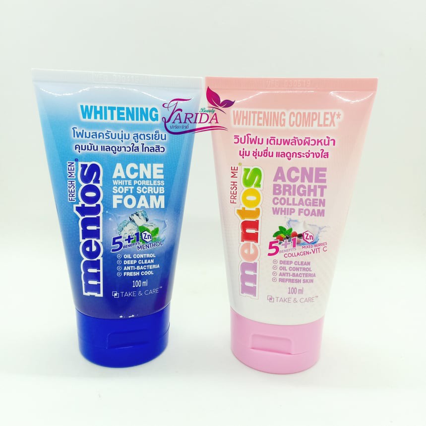 Mentos Fresh Me Whip Foam / Fresh Men Soft Scrub Foam 100ml. เมนทอส โฟม ...