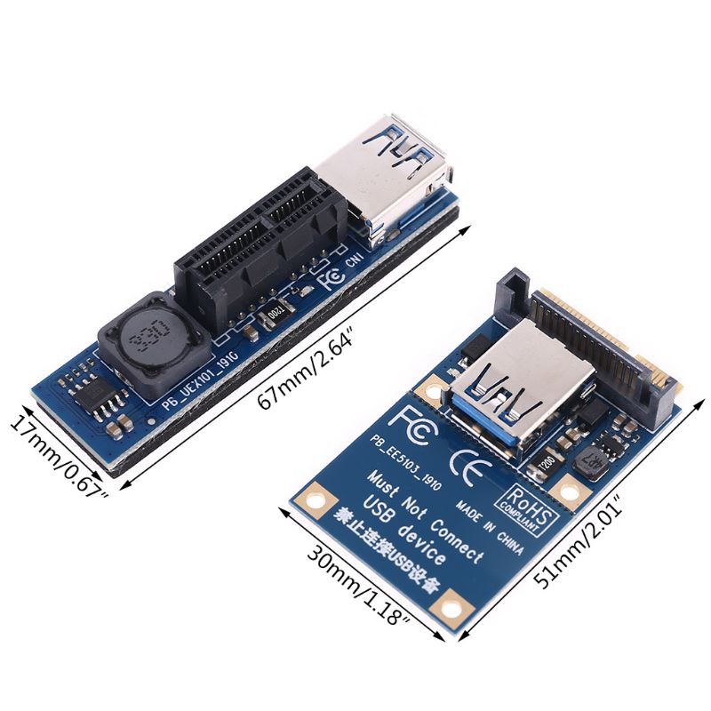 Pci - E Riser Mini Pcie To Pci - E X1 อะแดปเตอร์การ์ดขยายพอร์ต Sata ...
