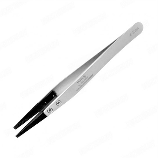 VETUS ESD Replaceable Tip Stainless Steel Tweezers (ESD-2A) | Shopee Thailand