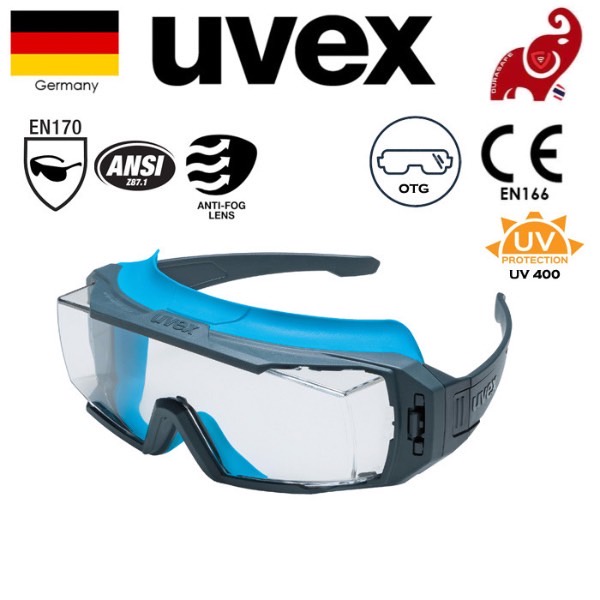 Uvex 9142100 Super OTG Guard CB Safety Spectacle Blue Frame Clear ...