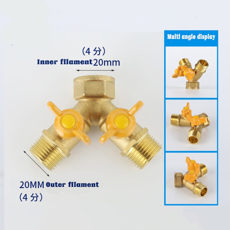 Brass Garden Irrigation 2 Way Double Tap Hose Adapter Dual Faucet ...