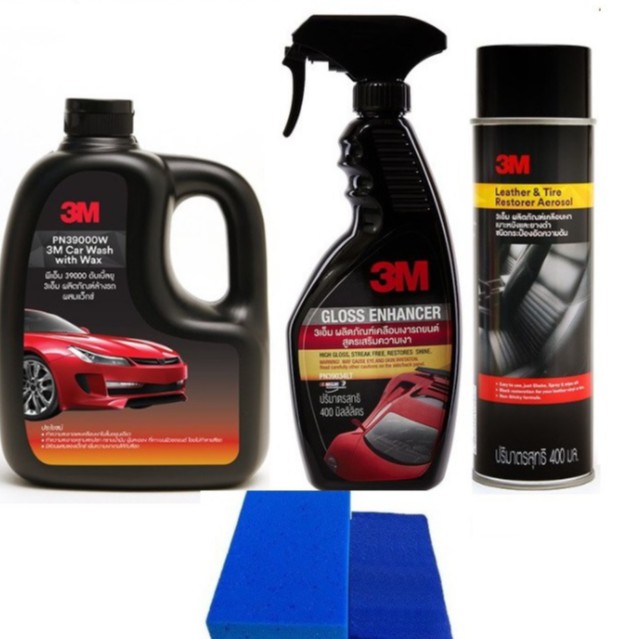 3M แชมพูล้างรถ 1ลิตร +เคลือบเงาสีรถยนต์ 400มล 34LT+ 41A เคลือบเงาเบาะ ...