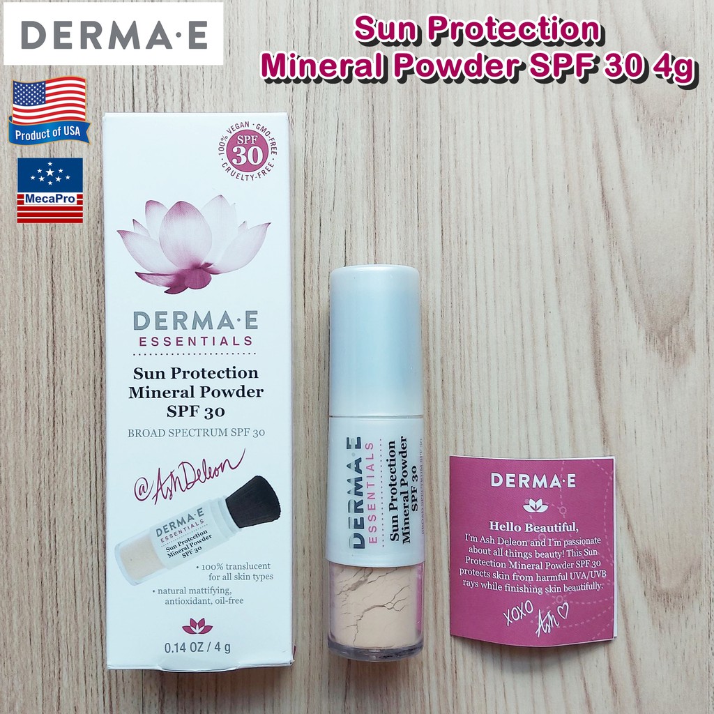 Derma E® Sun Protection Mineral Powder SPF 30, 4g แป้งฝุ่น ผสมกันแดด ...