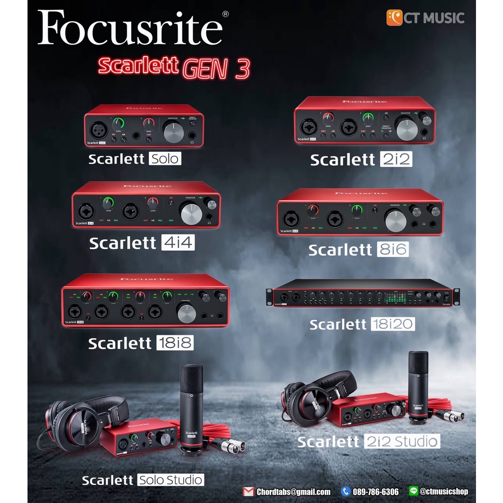 [ใส่โค้ดลด 1000บ.] Focusrite Scarlett Gen 4 / Gen 3 ทุกรุ่น Solo 2i2 ...