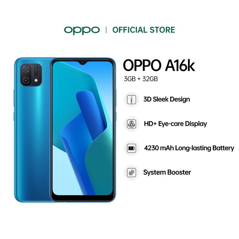 #OPPO A16K ( 3+32 ) แถมเคสและฟิล์ม ประกันศูนย์ 1 ปี | Shopee Thailand