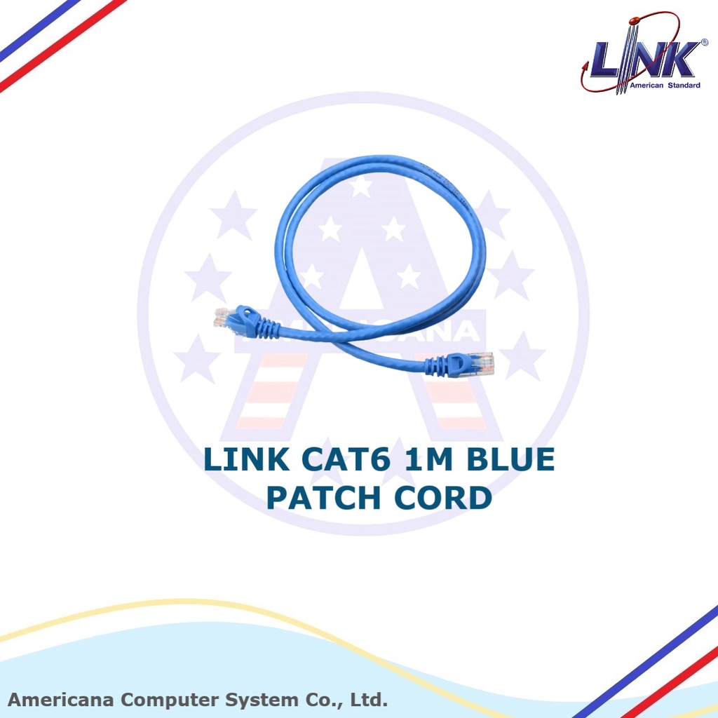 สาย LINK CAT 6 RJ45-RJ45 PATCH CORD 1M BLUE (US-5101-4) | Shopee Thailand