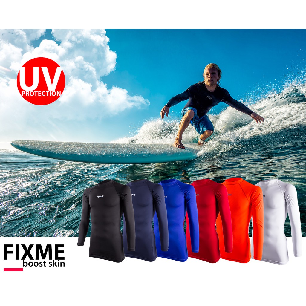 Lock skin ผู้ชาย/ เสื้อดำน้ำตื้น (คอกลม) เสื้อดำน้ำ เสื้อกันUV 99% ...