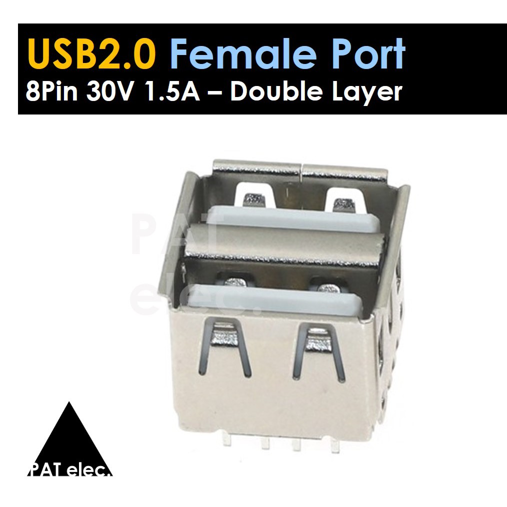 อะไหล่ พอร์ต ขั้วต่อ USB 2.0 2 ช่อง Female Double Layer 8 Pin DIP 30V 1 ...