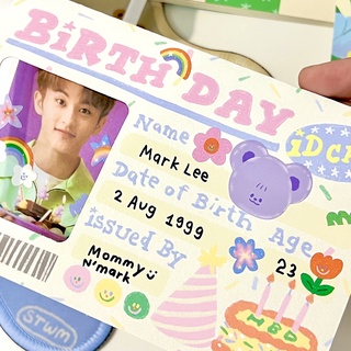 Folded Birthday id card การ์ดวันเกิดแบบพับใส่รูปได้ | Stickwithme4ev ...
