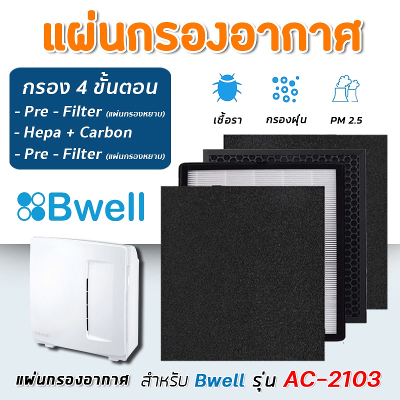 แผ่นกรองเครื่องฟอกอากาศ Bwell รุ่น AC-2103 ( กรอง 4 ขั้นตอน ) | Shopee Thailand