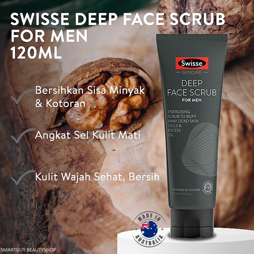 SWISSE Deep Face Scrub For Men 120ml สครับดีท็อกซ์ผิวหน้าสำหรับผู้ชาย ...