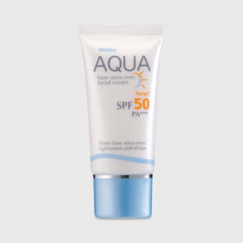 mistine aqua base sunscreen facial cream spf50+++ | Shopee Thailand