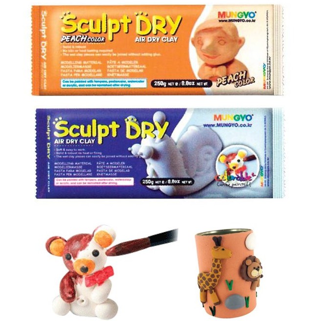 Mungyo Sculpt Dry ดินปั้น สีขาว/สีเนื้อ [จำนวน 1 ก้อน] ดินปั้นธรรมชาติ ...
