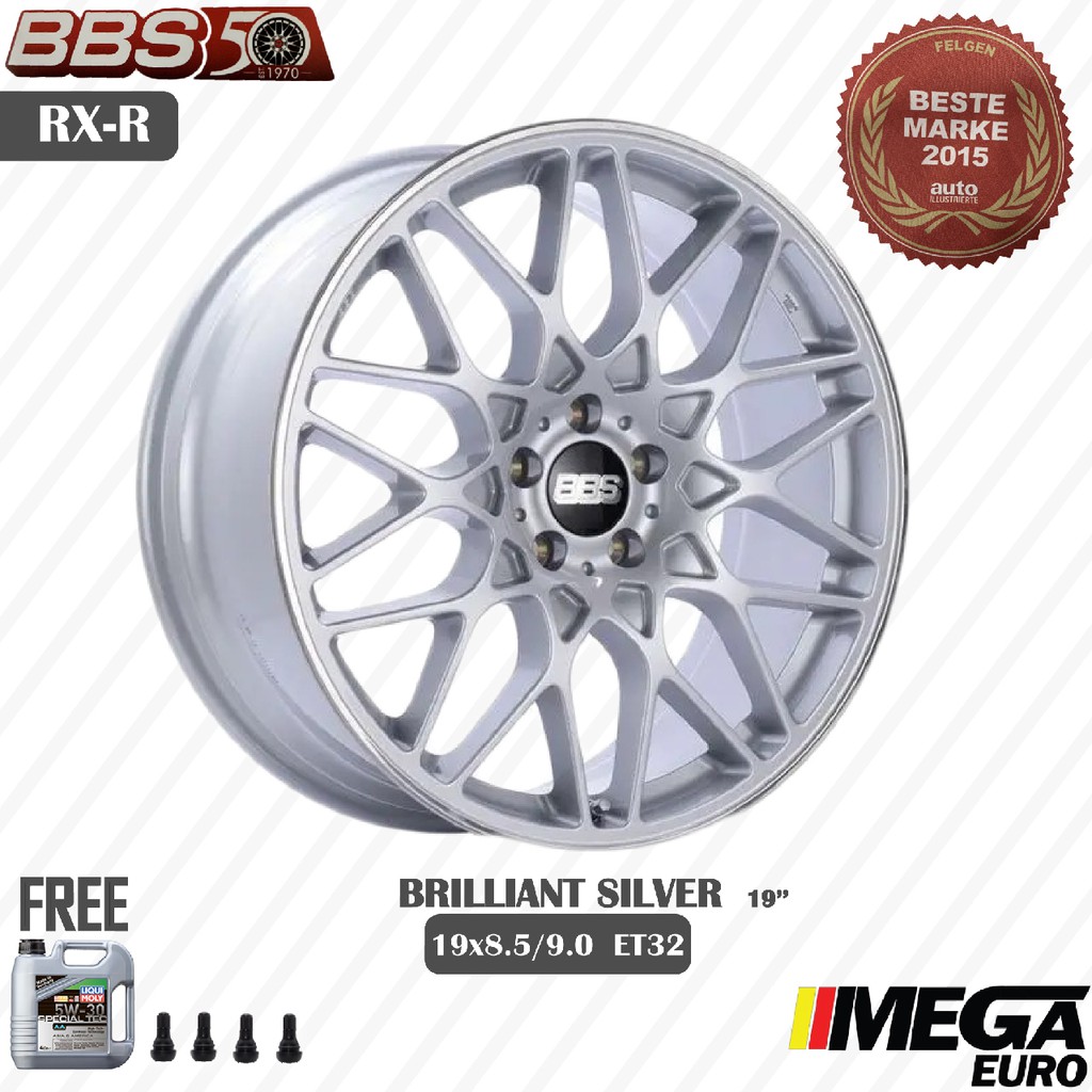 ล้อแม็กซ์ BBS RX-R Brilliant Silver ขอบ 19 5H120 ET32 (แถมน้ำมันเครื่อง 5W30 4L TOP TEC ใช้ได้ ...