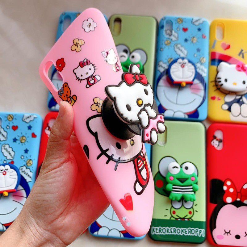 CHARACTER/KARTUN SOFT CASE + POP SOCKET OPPO A3S / A1K / F1S / A59 ...