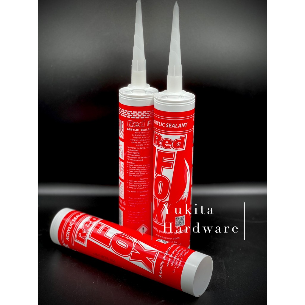 (1 หลอด) กาวอะคริลิค Redfox Acrylic Sealant เรดฟ๊อก สีขาว ดำ น้ำตาล กาวแด้ป กาวอะคลิลิคยาแนว 430 ...