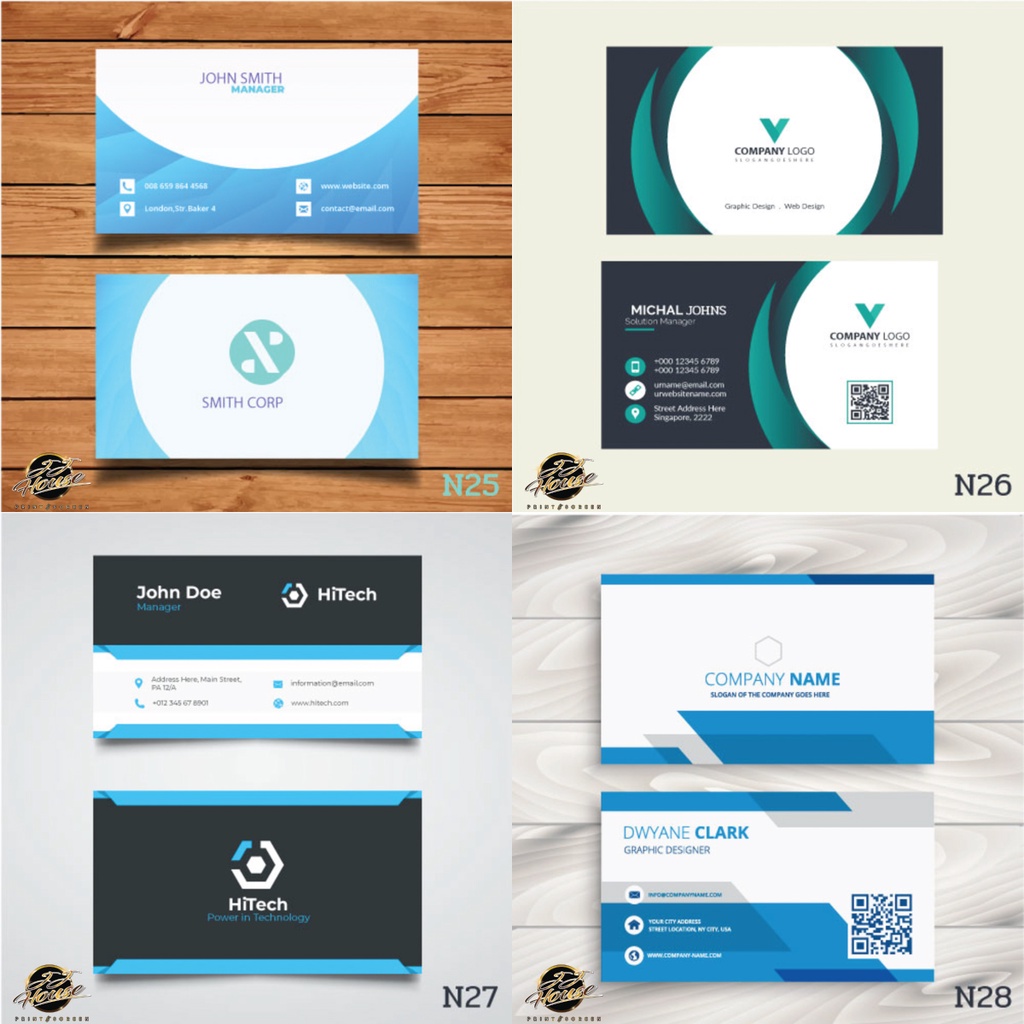 นามบัตรกระดาษอาร์ตการ์ดมัน/ด้าน 250/300 แกรม (100ใบ) N25-N28 | Shopee ...