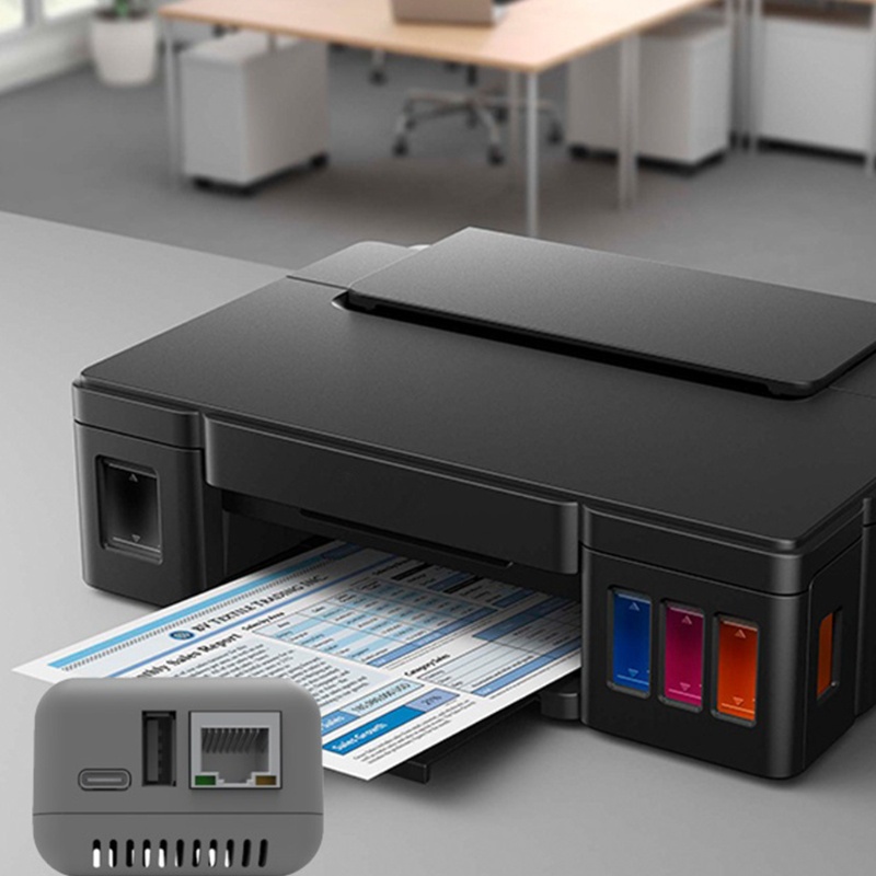 ส่งด่วน+โค้ดลด Print Server RJ45 Fast 10/100Mbps Lan Port USB type-c ...