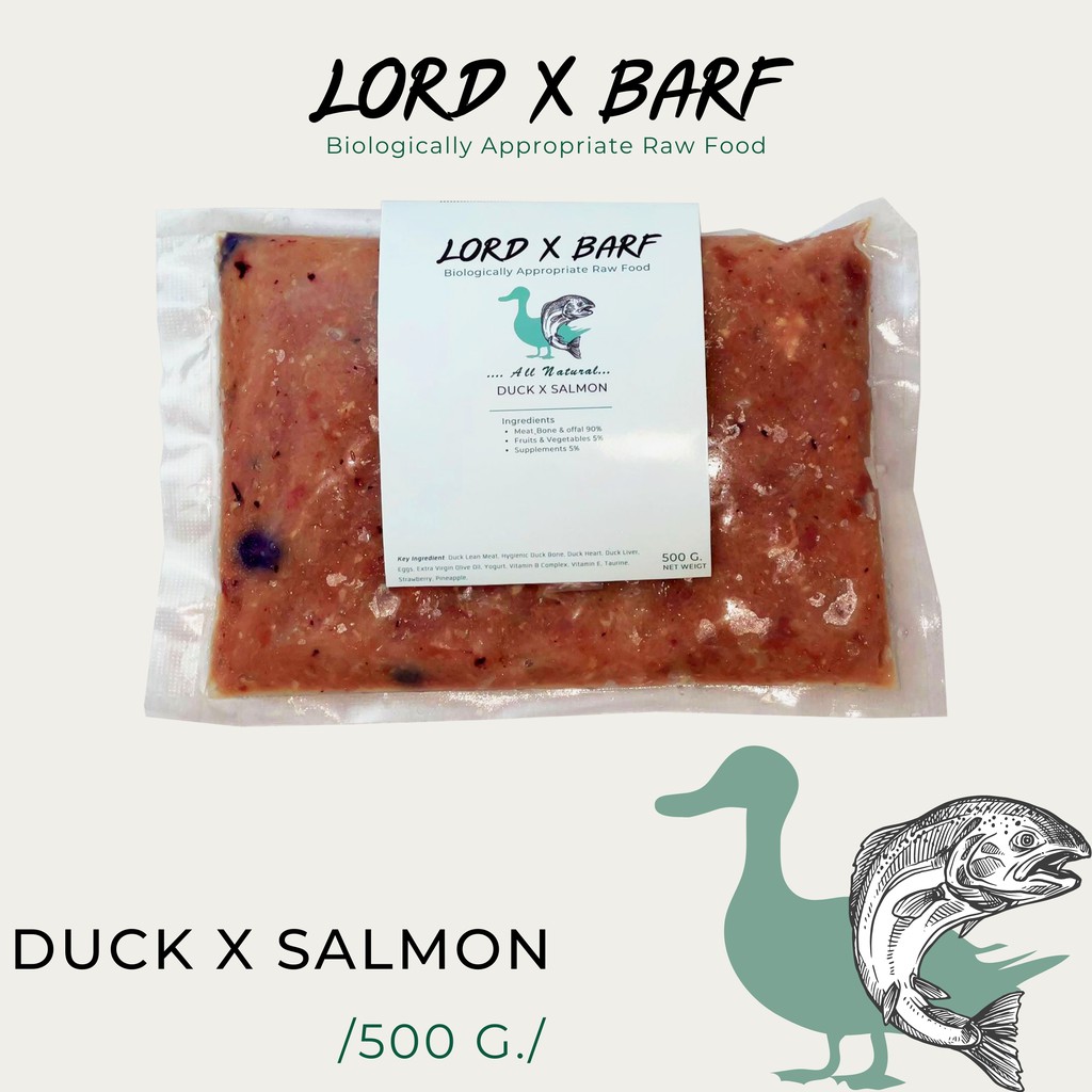 อาหารบาร์ฟ (แมว) BARF. สูตรเป็ดผสมปลาแซลมอน | (500g) - Duck X Salmon | Shopee Thailand