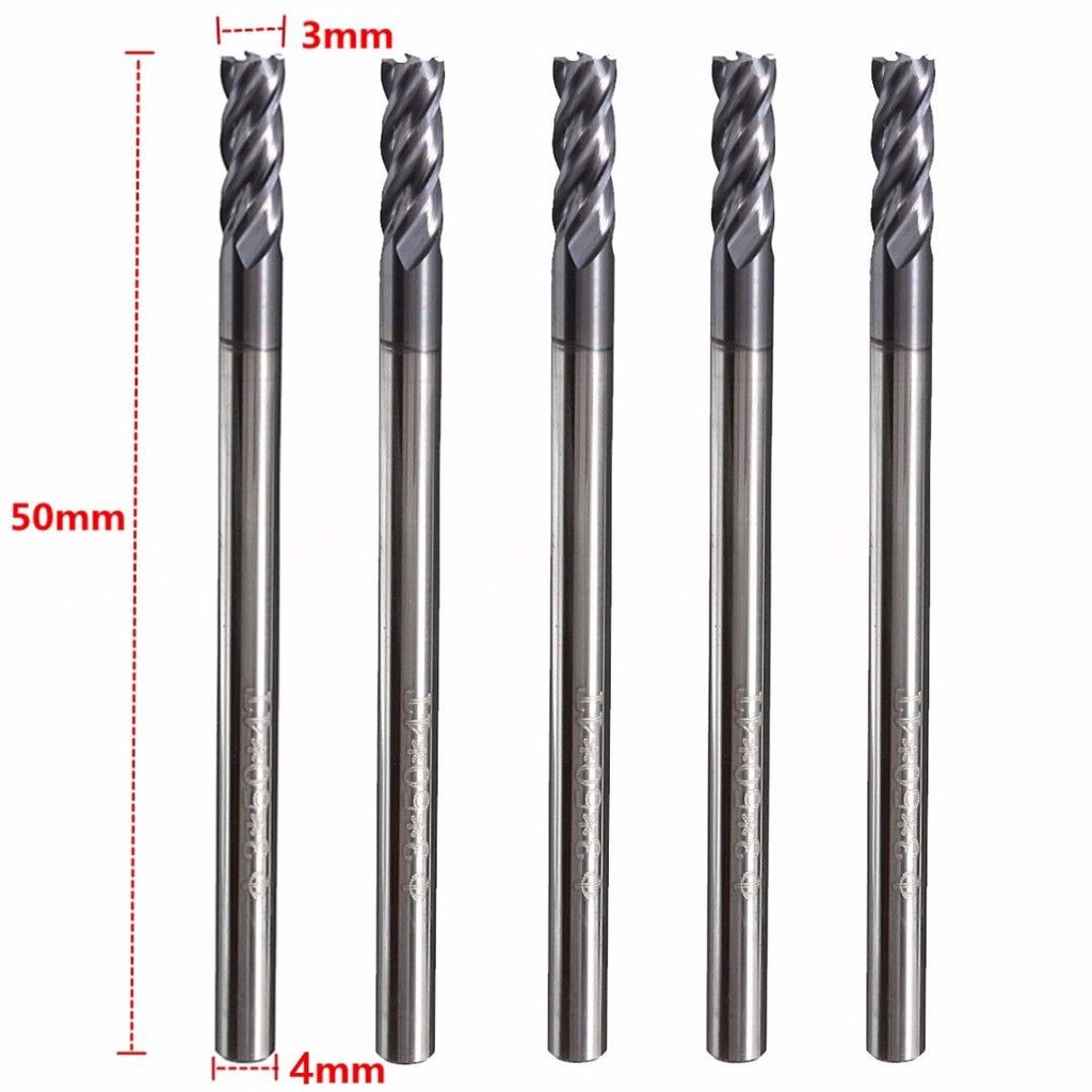 ดอกกัด End mill 4 ฟัน 5 ดอก 3 mm 5 ดอก CNC carbine | Shopee Thailand