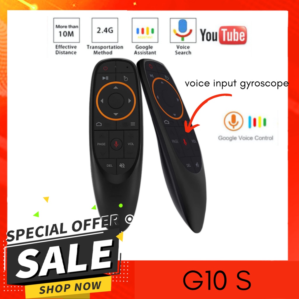 G10S (มี Gyro) รีโมท Air Mouse + Voice Search + IR Remote Control ...